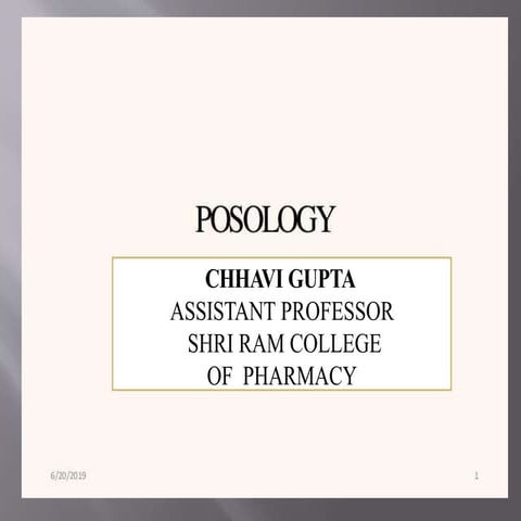 POSOLOGY (introduction, factors affecting drug dosage) | PPT
