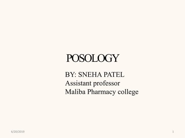 Posology and Factors affecting to posology | PPTX