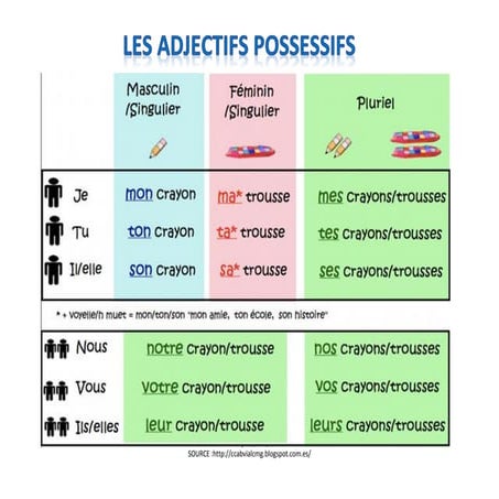 Les adjectifs possessifs- A1/ A2 | PDF
