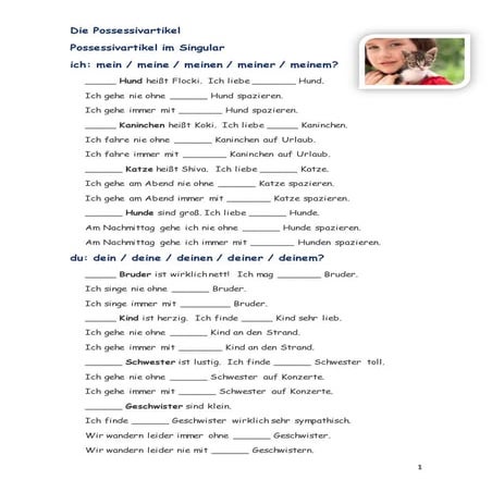 Possessivartikel - Tabelle - Nominativ/ Akkusativ / Dativ | DOCX