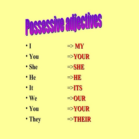 Possessive adjectives | PPT