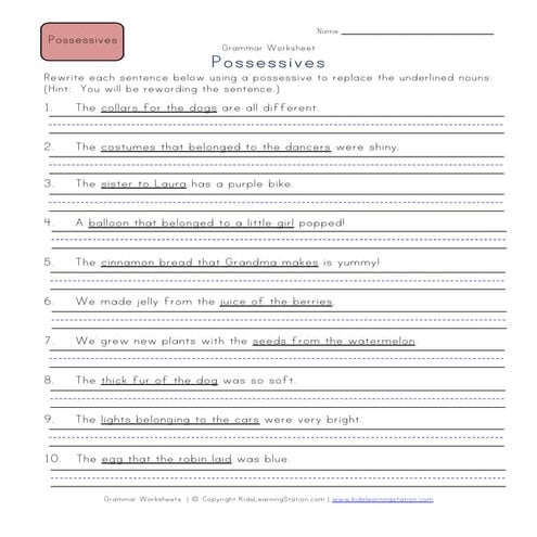 Possessives worksheet-rewrite | PDF