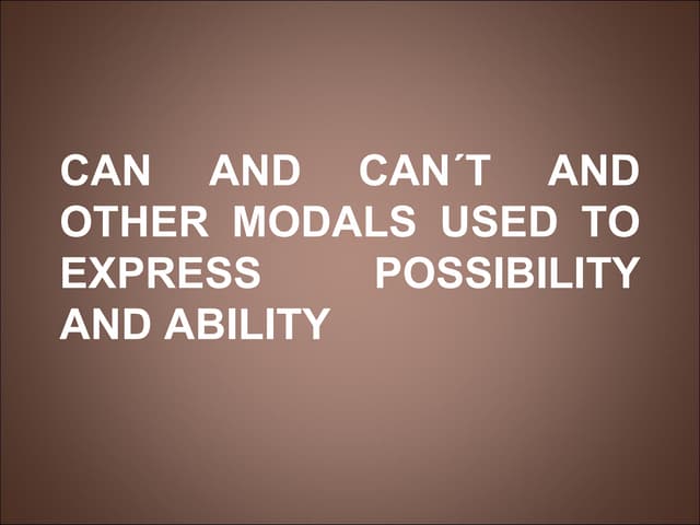 Modals - Ability | PPT