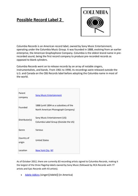 Record label factfile legacy recordings | PDF