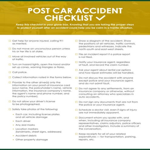 Post Car Accident Checklist | PDF