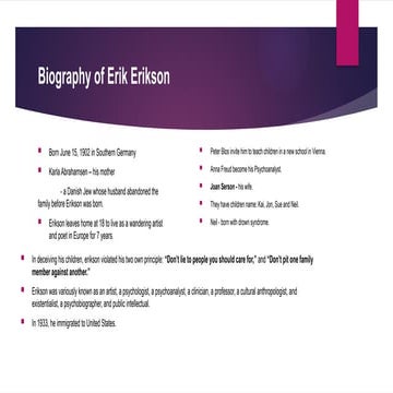 Eirk Erikson's Stages of Psychosocial Development | PPTX
