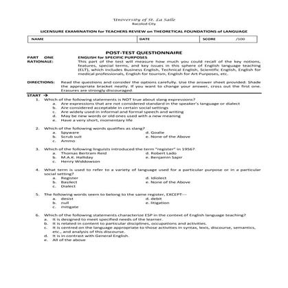 Post test-LET Review English Majors | DOCX