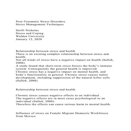 Post-Traumatic Stress DisordersStress Management Techniques.docx