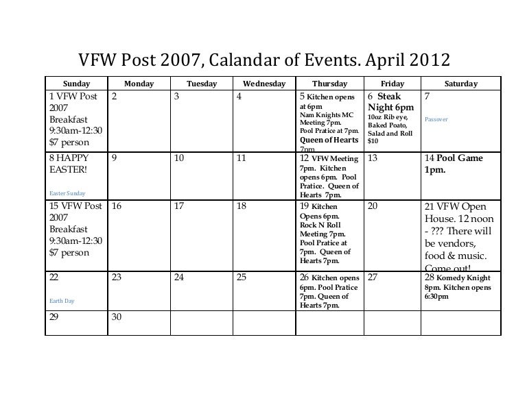 Post 2007 events april