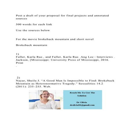 Post a draft of your proposal for final projects and annotated sourc | DOCX