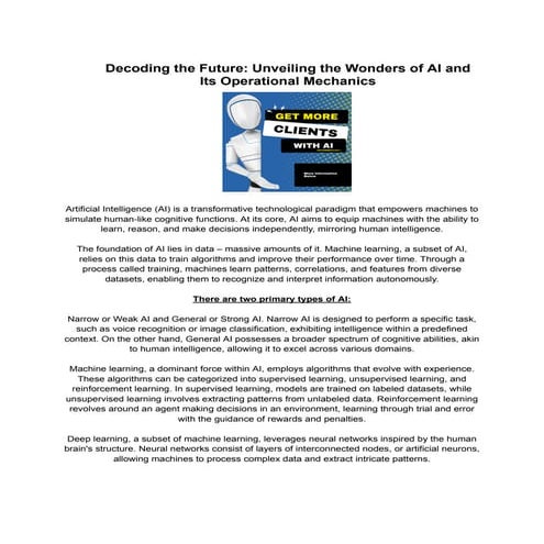 Decoding the Future Unveiling AI and Its Operational Mechanics | PDF ...