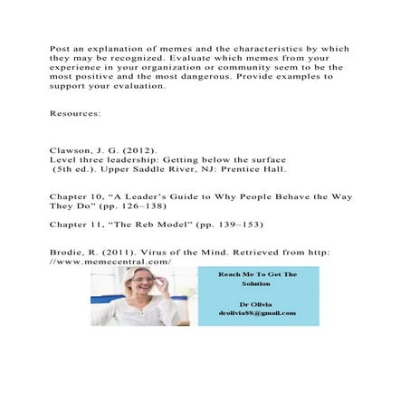 Post an explanation of memes and the characteristics by which they m.docx