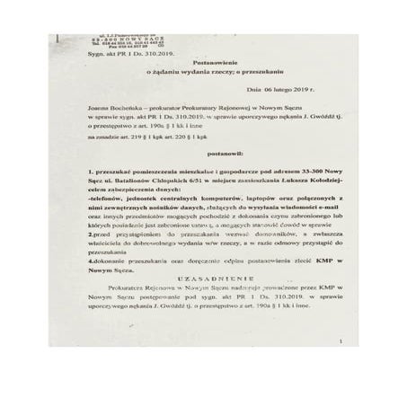 Postanowienie o zadaniu wydania rzeczy, o przeszukaniu mieszkania krytyka rektora pwsz | PDF