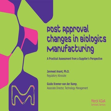 Webinar: Post Approval Changes in Biologics Manufacturing - A Practical ...