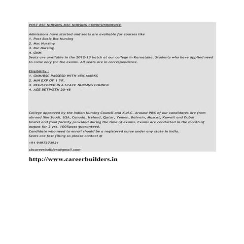 MSC NURSING AND POST BSC NURSING DISTANCE LEARNING KERALA | PDF