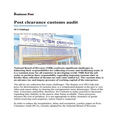Post clearance customs audit | PDF