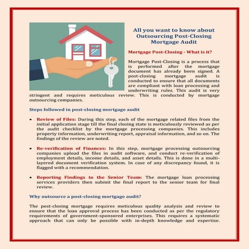 All you want to know about Outsourcing Post-Closing Mortgage Audit | PDF