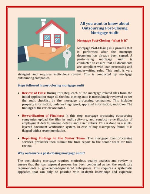 Mortgage Pre-Purchase Review Process for Residential Mortgage Lender | PDF