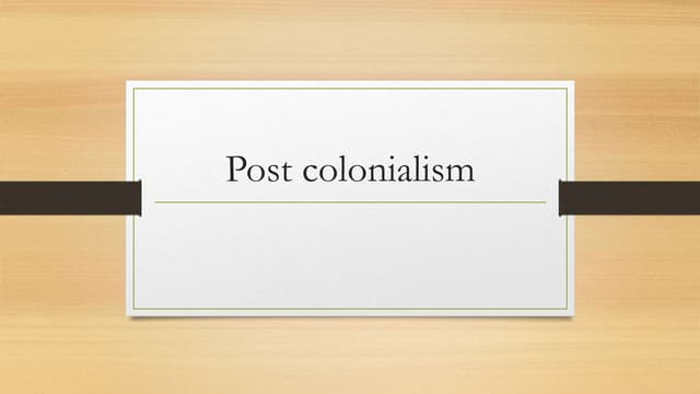 Postcolonial criticism | PPT