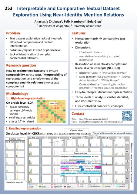 Interpretable And Comparative Textual Dataset Exploration Using Near