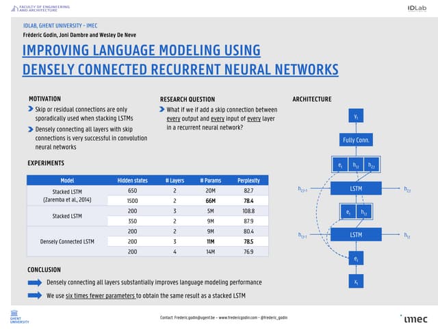 Improving Language Modeling Using Densely Connected Recurrent Neural Networks Ppt