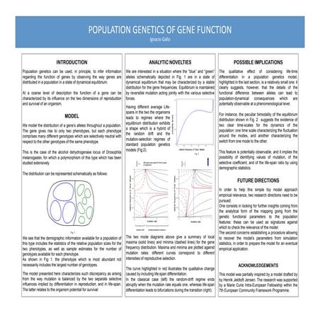 population genetics of gene function (poster) | PPT