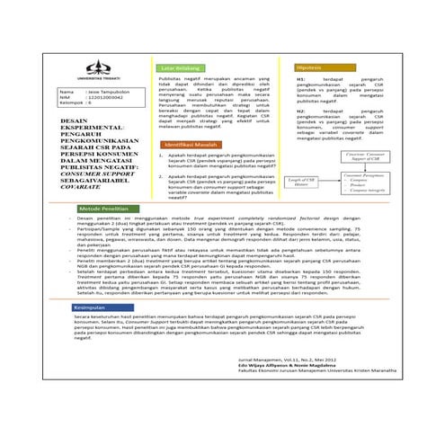 Poster Jurnal CSR | PDF