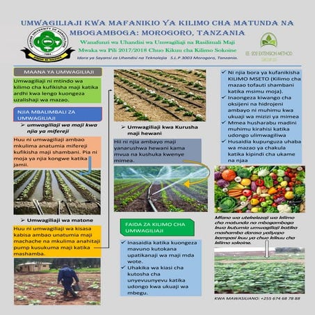 POSTER on IRRIGATION FOR SUCCESSFUL HORTICULTURE IN MOROGORO TANZANIA ...