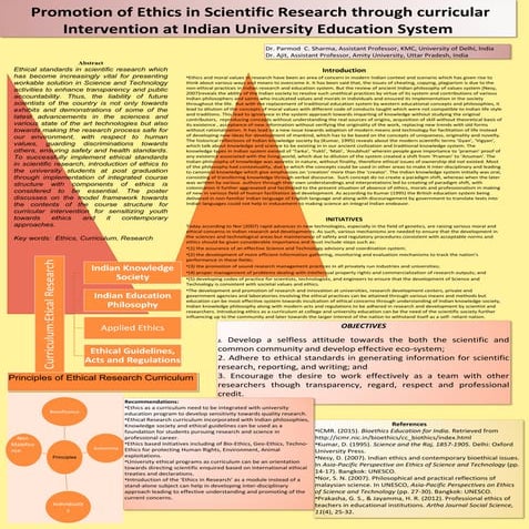 Promotion of Ethics in Scientific Research through curricular ...