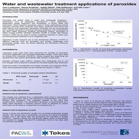 Poster presented at a conference "Water Research at University of Oulu ...