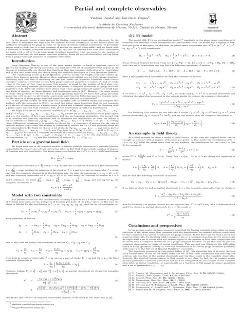 Poster Partial And Complete Observables | PDF | Physics | Science Poster Partial And Complete Observables | PDF | Physics | Science