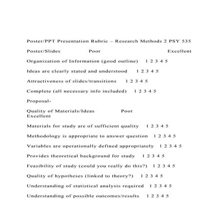 PosterPPT Presentation Rubric – Research Methods 2 PSY 535 .docx