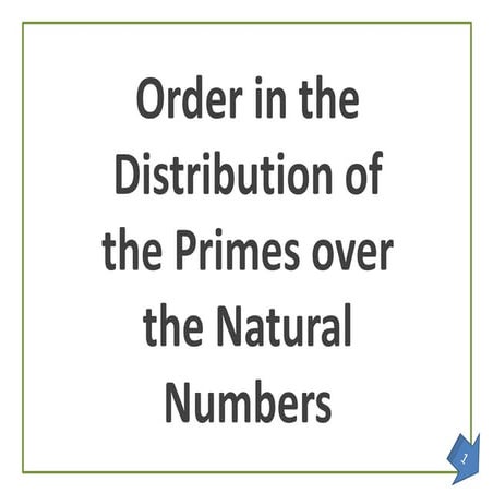 Order in the distribution of the prime numbers over the natural numbers ...