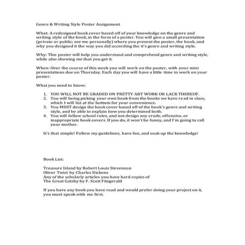 Poster project assignment | DOCX | Genres
