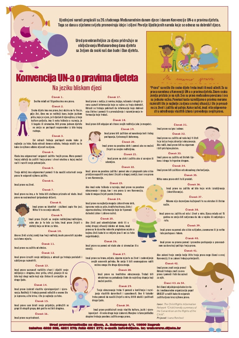 Poster UN-a Konvencija o pravima djece - Na jeziku bliskom djeci