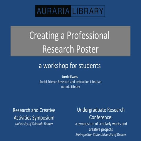 Posterworkshop Auraria Library | PPT