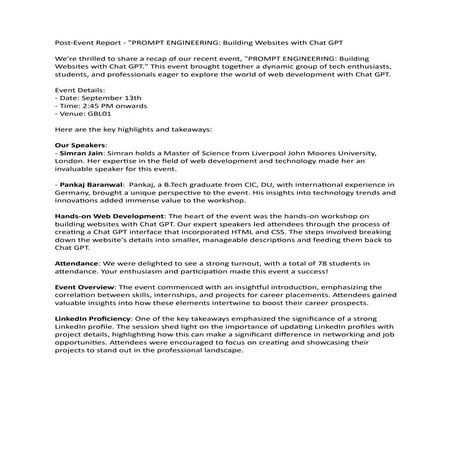 Post event report - Prompt Engineering event.docx
