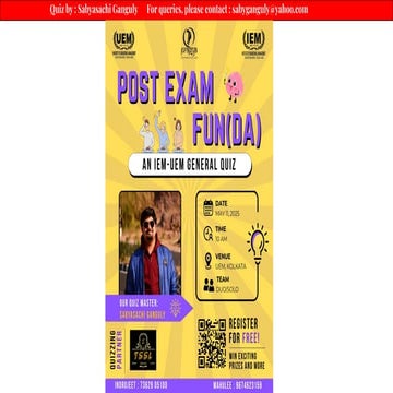 Post Exam Fun(da)- a General under-25 quiz, Prelims and Finals | PDF