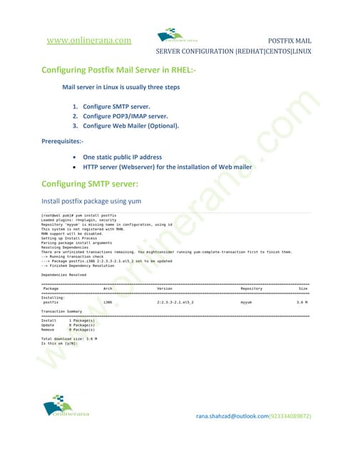 How To Install And Configure Postfix Mail Server In Redhat Rhel Centos Linux Pdf