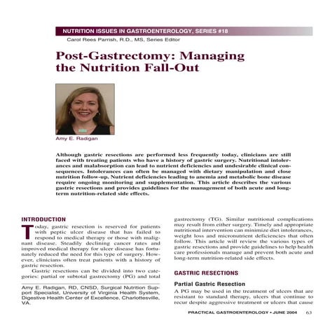 Post gastrectomy | PDF