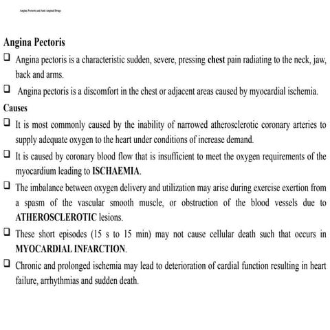 Postgraduate 1-Angina Pectoris and Antiangina drugs.pptx