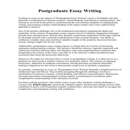 Postgraduate Essay Writing. Texarkana College | PDF