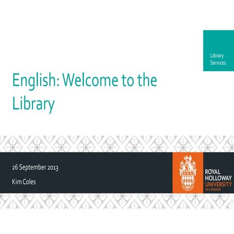 English Postgraduates introduction to the library | PPT