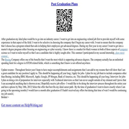 Post Graduation Plans | PPT