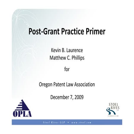 Post-Grant Practice Primer | PDF