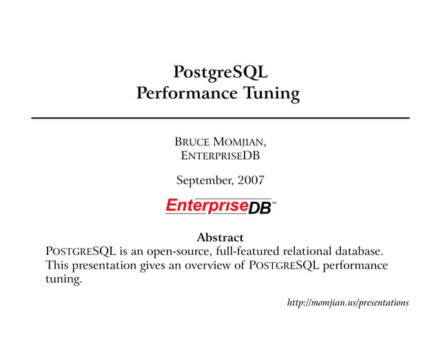 Postgresql Performance Tuning Pdf
