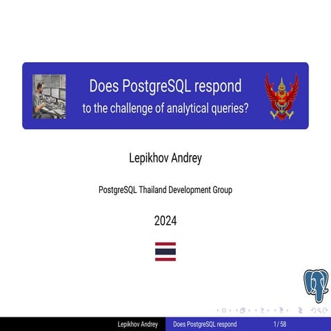 Does Postgresql Respond To The Challenge Of Analytical Queries Ppt