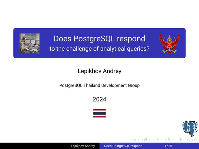 Does Postgresql Respond To The Challenge Of Analytical Queries Ppt