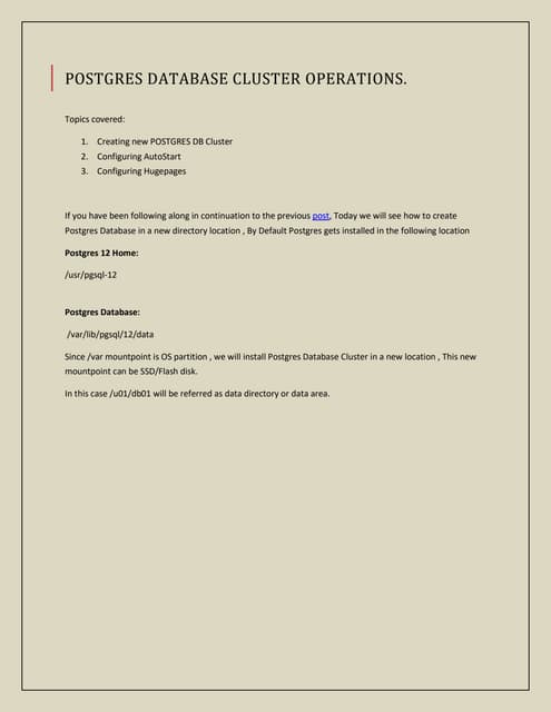Postgres 12 Cluster Database operations. | PDF Postgres 12 Cluster Database operations. | PDF