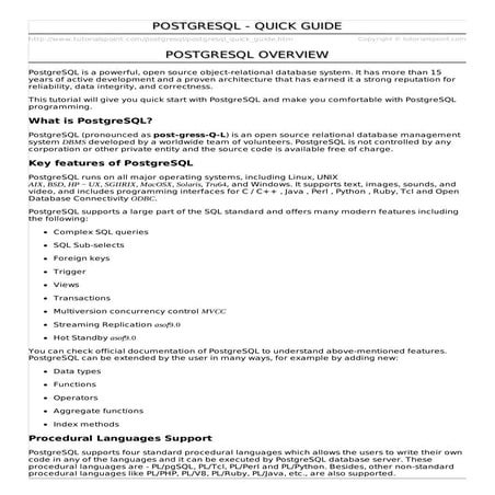 Postgresql Quick Guide Pdf
